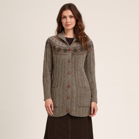 Laura Ashley | Sweaters | Vintage 9s Laura Ashley Wool Fair Isle Cable ...